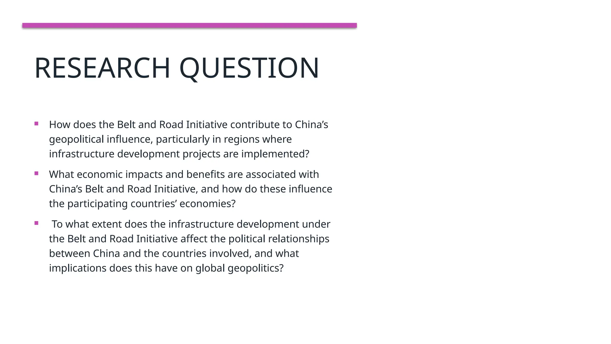 research proposal on THE BRI and China's geopolitical initiative | PPTX