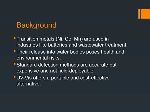 Metal Ion Detection Using UV-Vis Spectrophotometry-A Feasibility Study ...