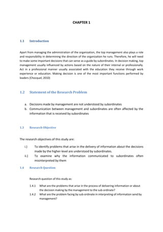 Research proposal chapter one | DOCX