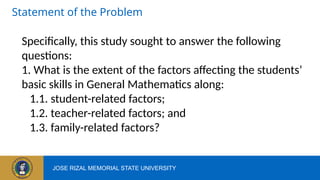 Research Proposal-Factors Affecting Students Mathematics PerformancePPT ...