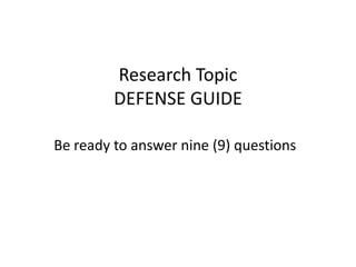 Research Proposal 2 - How to Defend Your Problem/Thesis Statement | PPSX