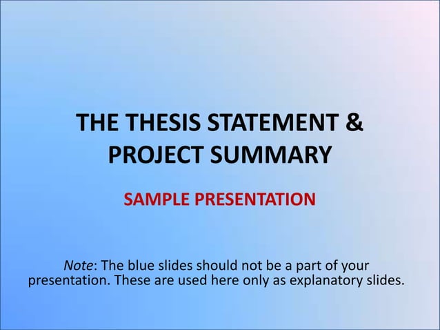 Research Proposal 4 - Sample Thesis Statement and Proposal Summary | PPSX