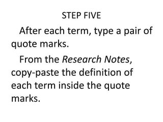 Research Proposal 6 - How to Write the Definitions of Terms | PPSX
