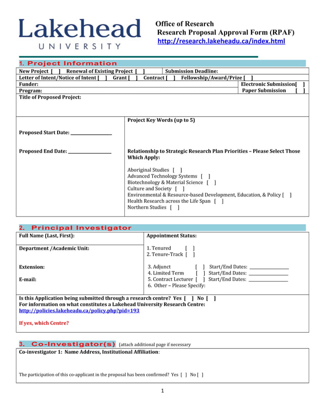 Research proposal approval form (rpaf) | DOC