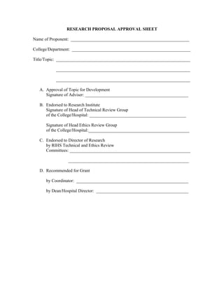 Research proposal approval sheet | DOC
