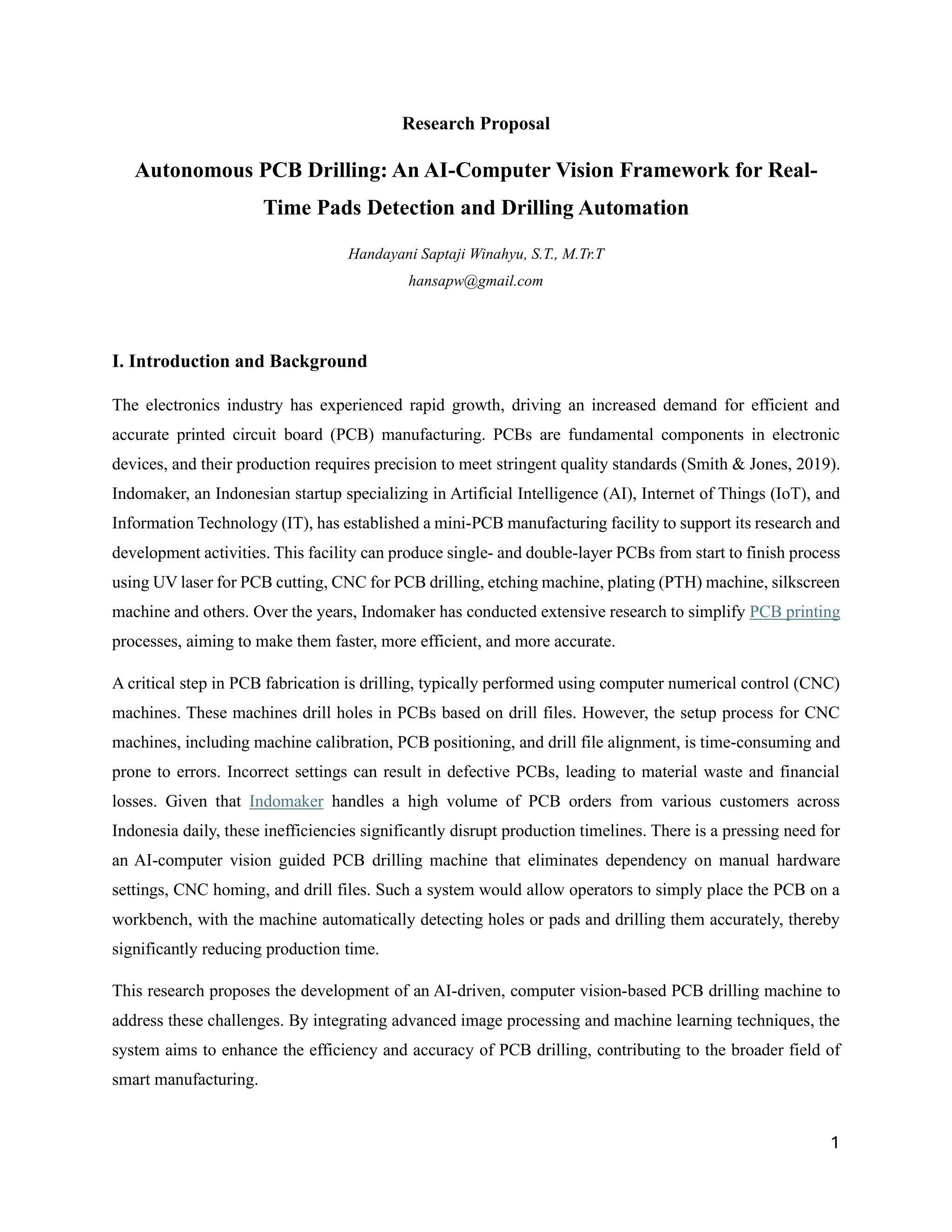 Research Proposal Autonomous PCB Drilling - An AI-Computer Vision Framework for Real-Time Pads ...