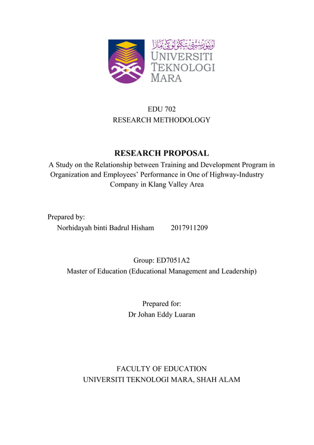 Research proposal edu702 2017911209 | PDF