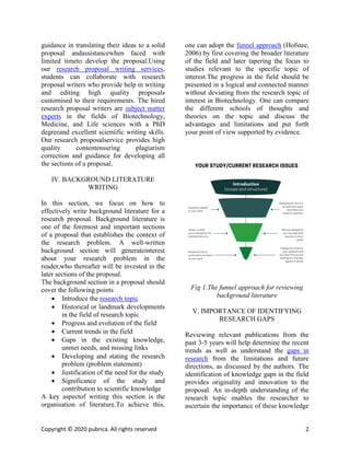 Research proposal for ph d application biotechnology background literature writing - Pubrica | PDF