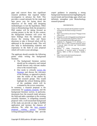 Research proposal for ph d application biotechnology background ...