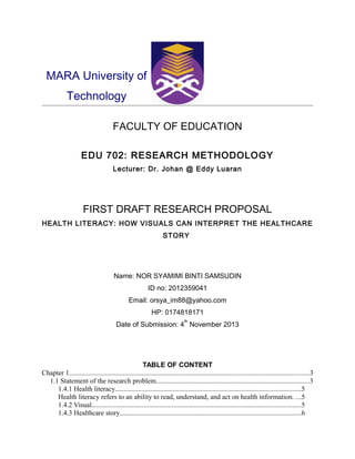 First Draft Research proposal mymi | DOC | Healthcare Industry | Industries