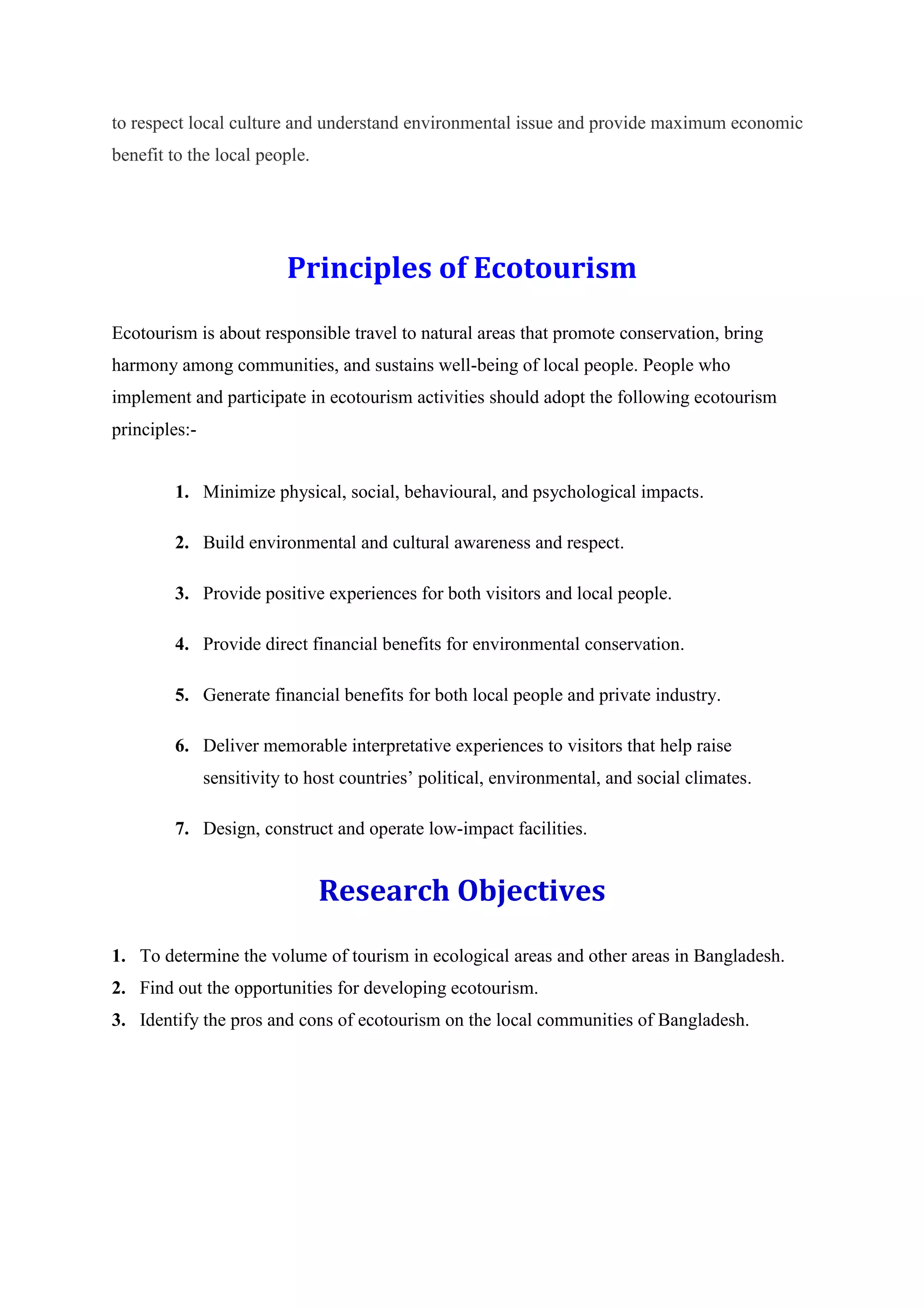 Research proposal on ecotourism | PDF