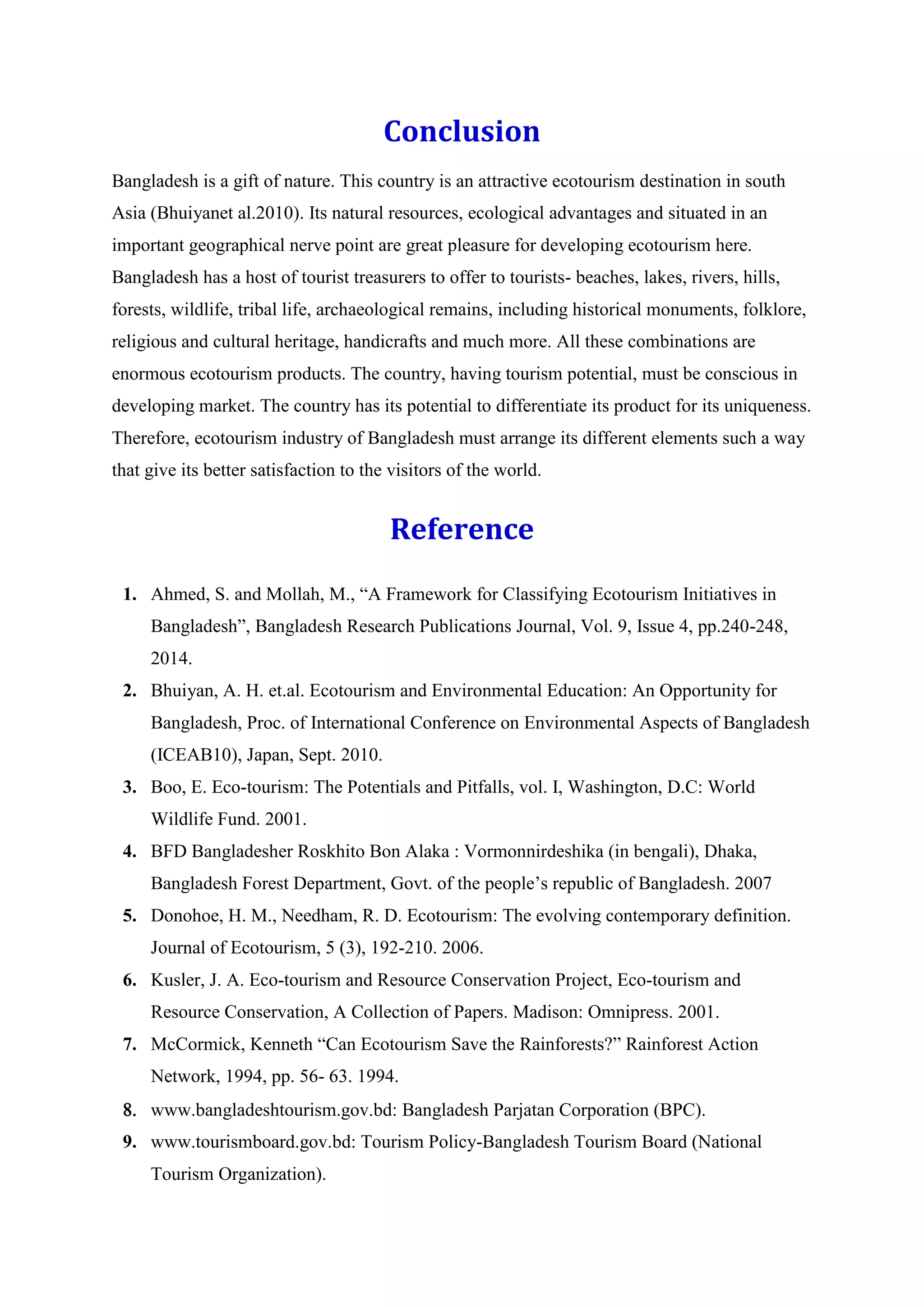 Research proposal on ecotourism | PDF
