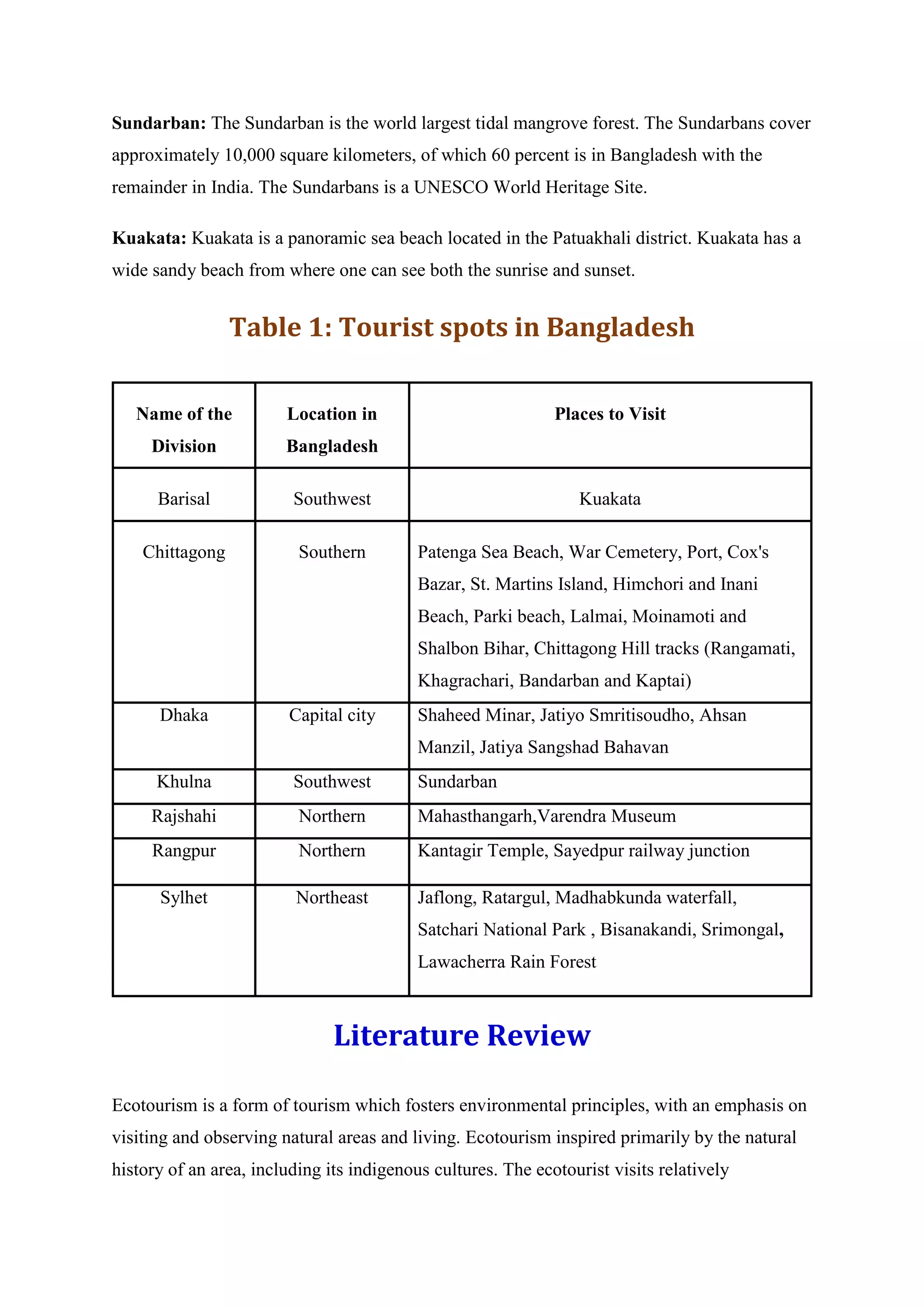 Research proposal on ecotourism | PDF