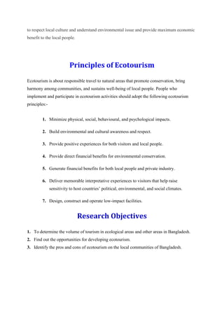 Research proposal on ecotourism | PDF