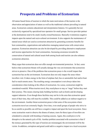 Research proposal on ecotourism | PDF