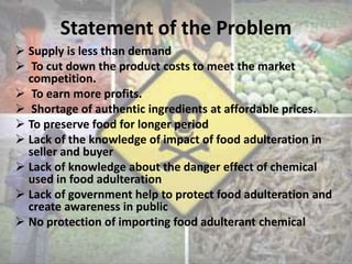 Research proposal on food adulteration in dhaka city | PPTX | Business ...