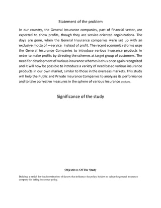 Research proposal on insurance | DOCX