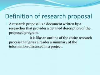 Research proposal presentation | PPTX