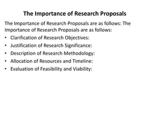 Significance of Research Proposals and the Role of Research Proposal ...