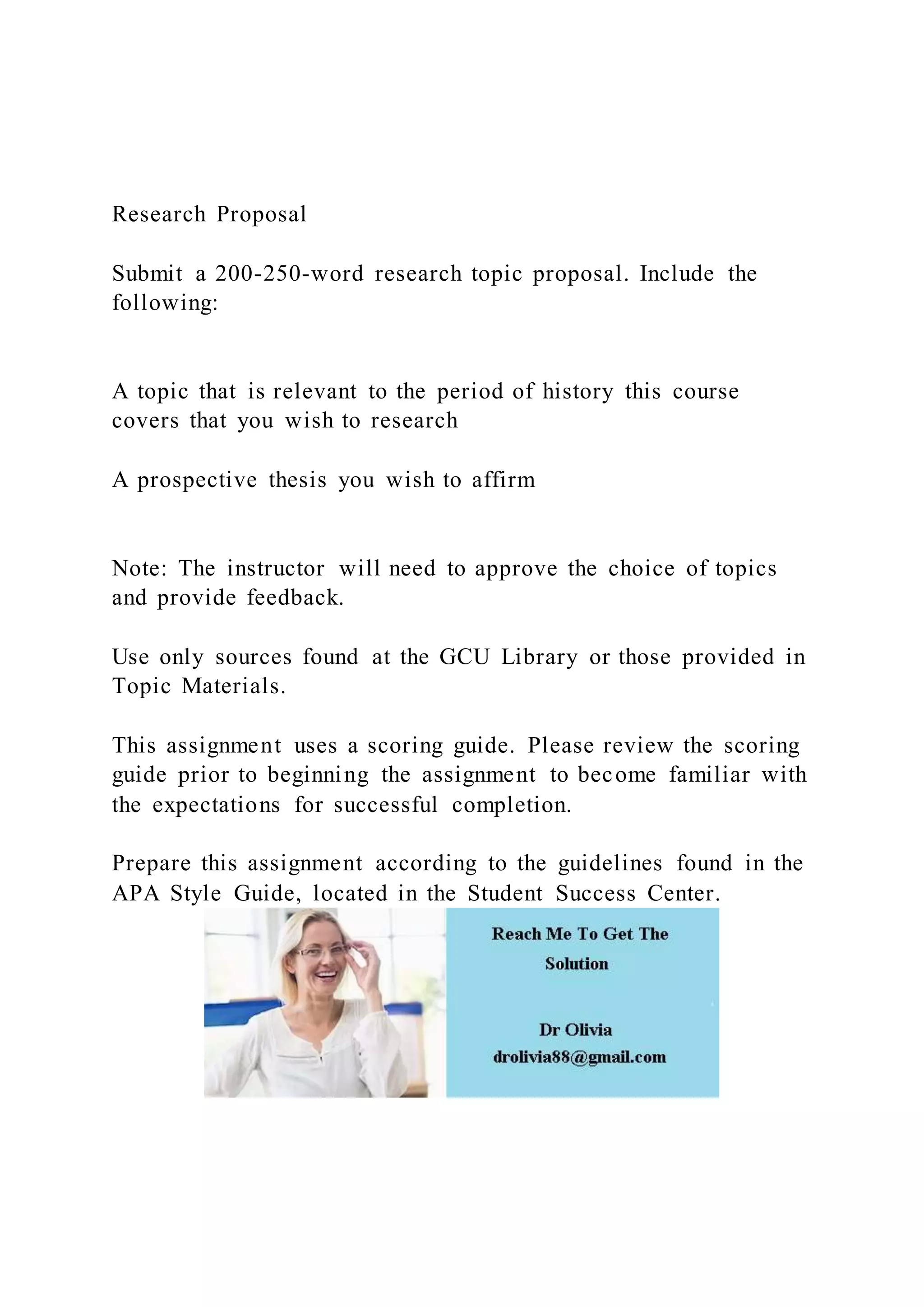Research proposal submit a 200 250-word research topic propo | DOCX