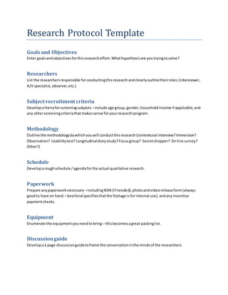 Research protocol template | DOCX
