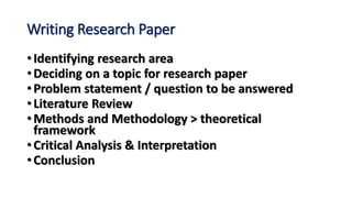 Research Publication | Guidelines for the Beginners | PPTX