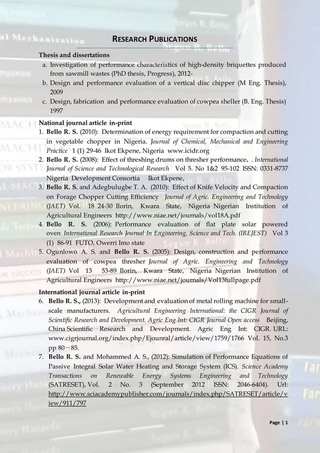 Research publications segun bello | DOCX