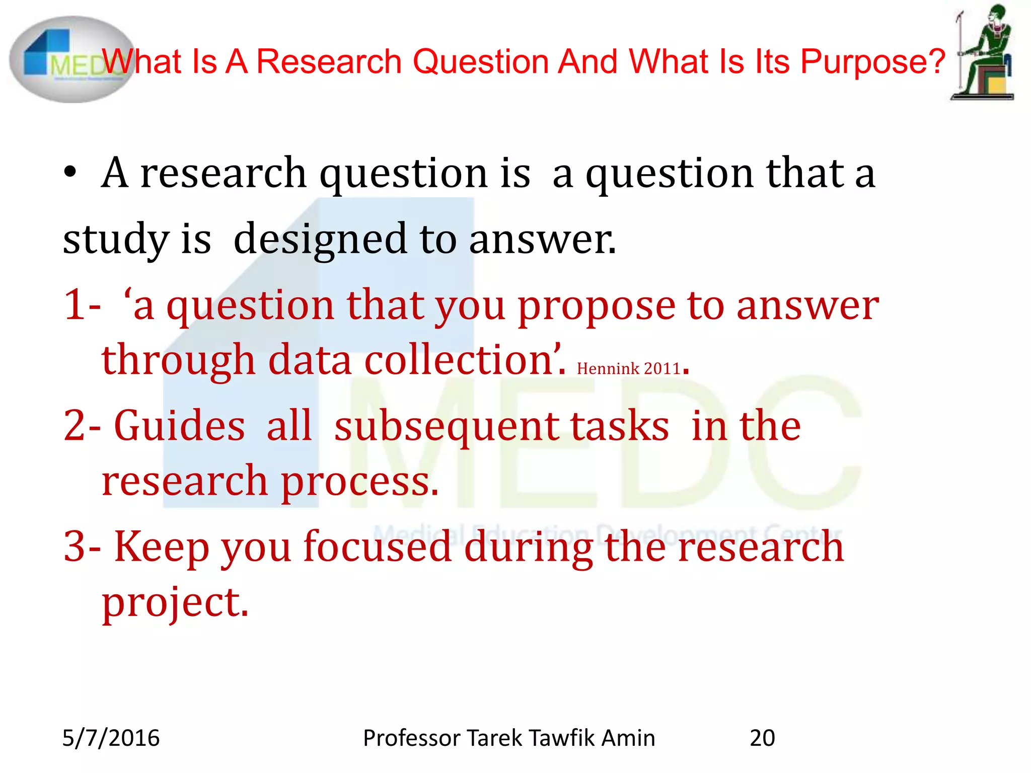 Research question, criteria, formulation, and relation to research ...