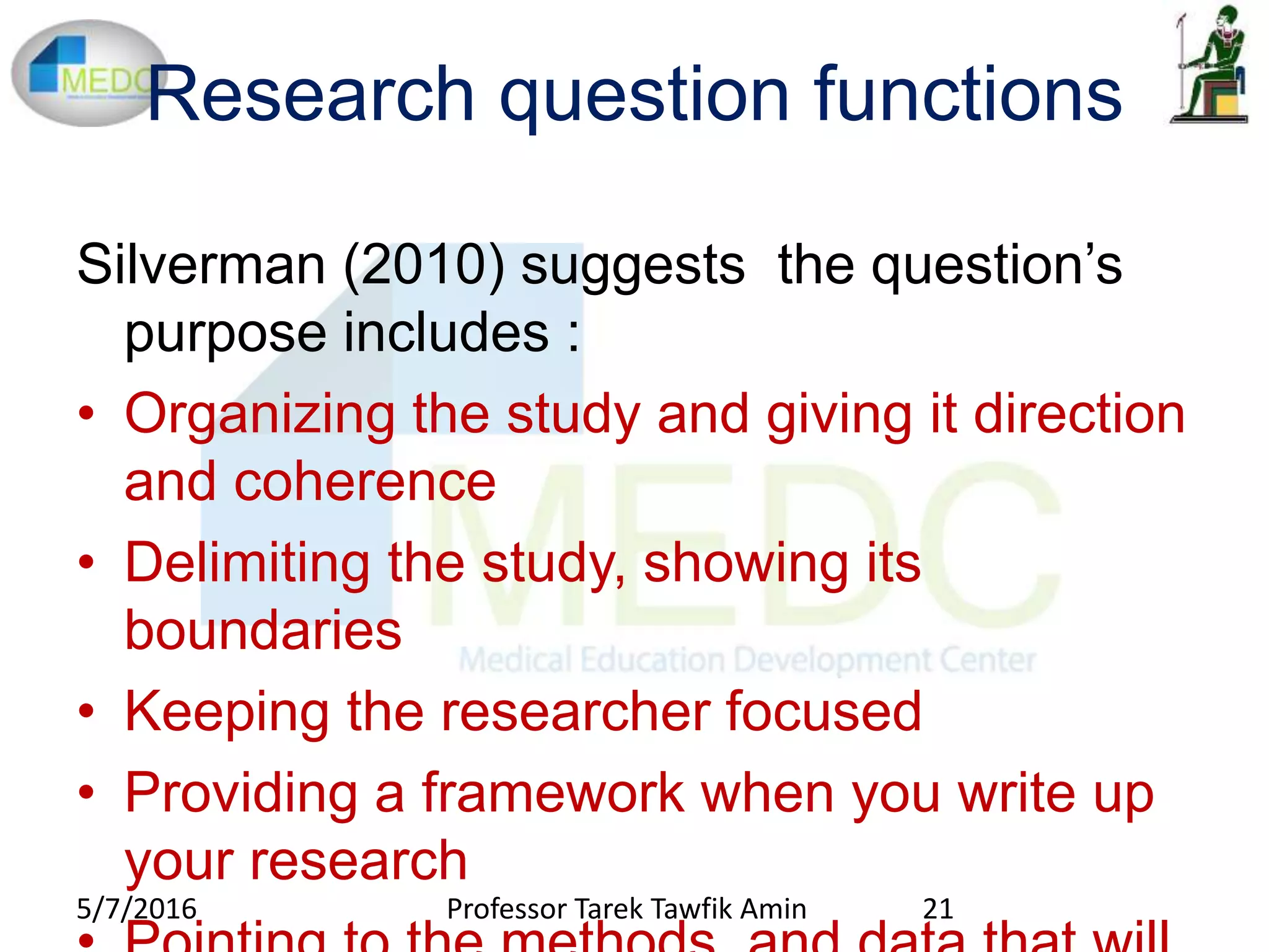 Research question, criteria, formulation, and relation to research ...