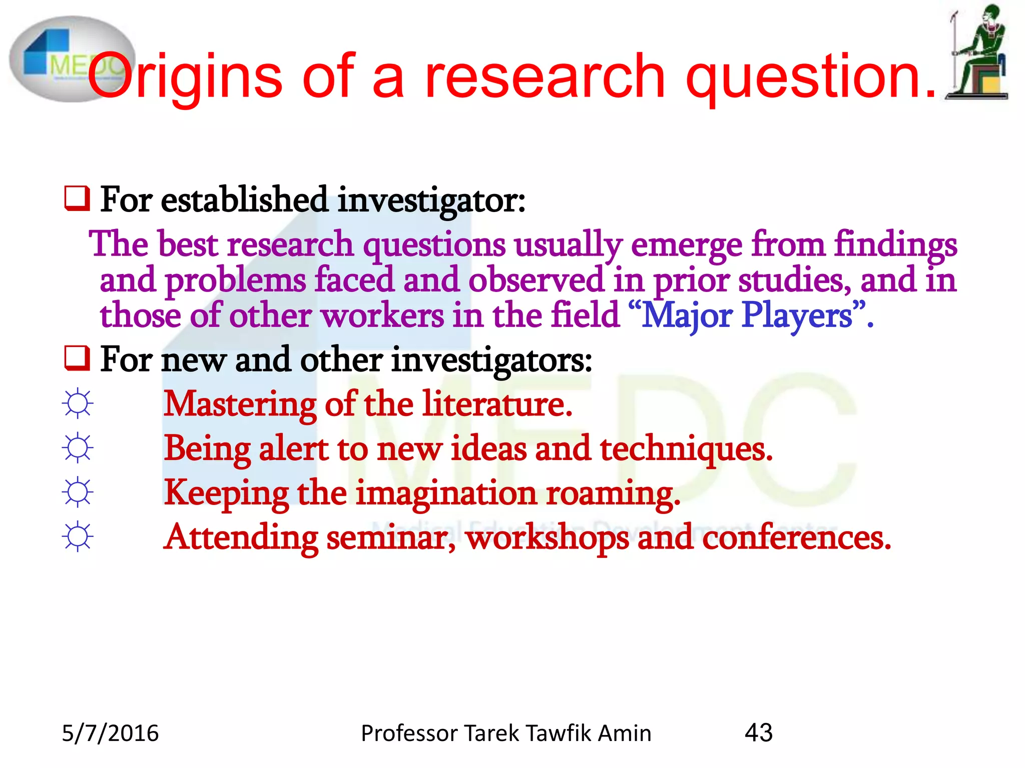 Research question, criteria, formulation, and relation to research ...