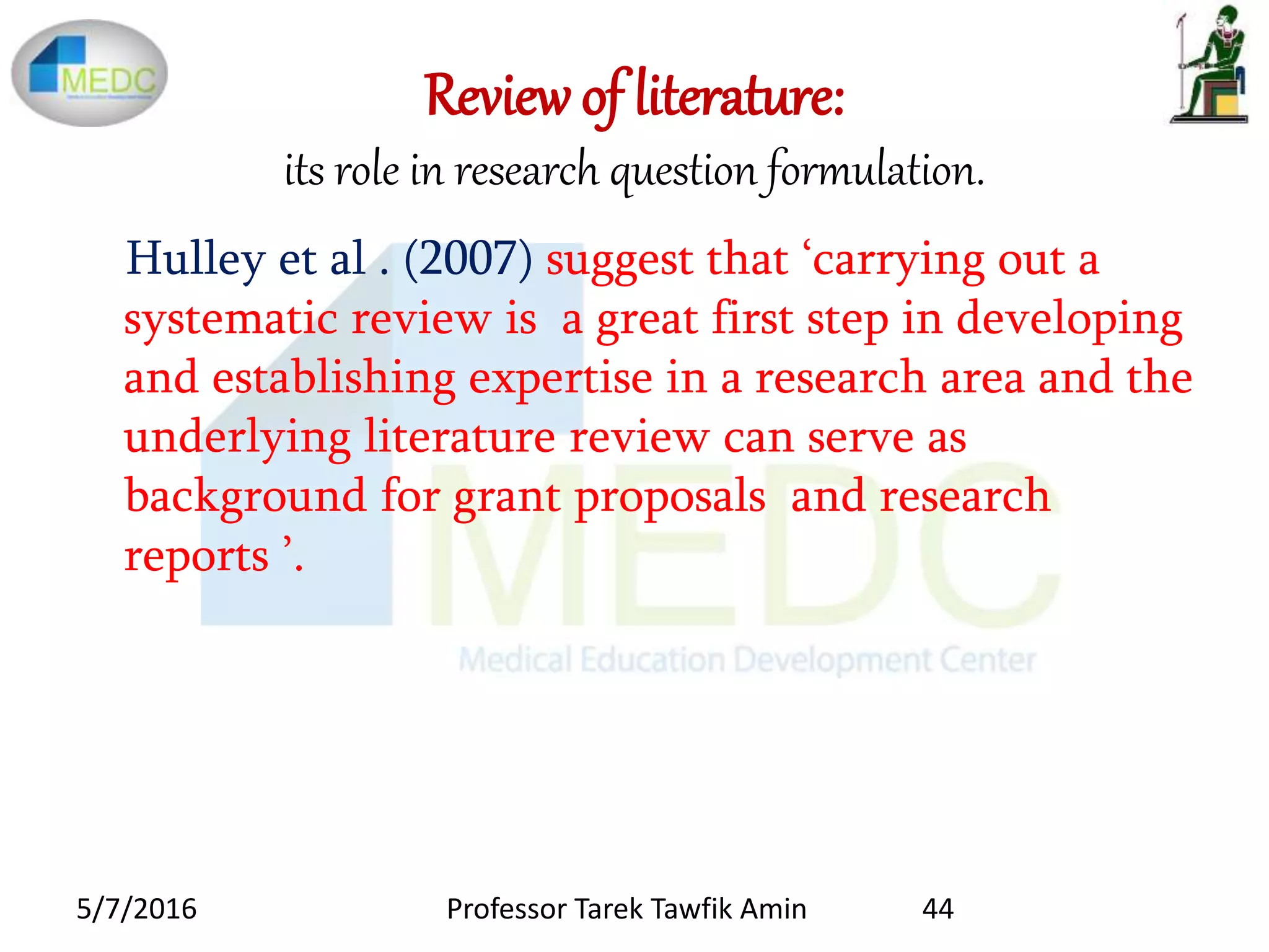 Research question, criteria, formulation, and relation to research ...