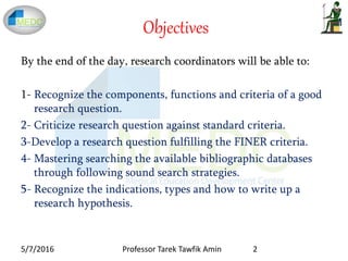 Research question, criteria, formulation, and relation to research ...