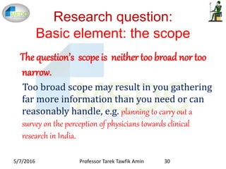 Research question, criteria, formulation, and relation to research ...