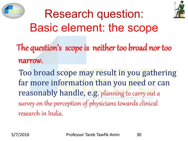 Research question, criteria, formulation, and relation to research ...