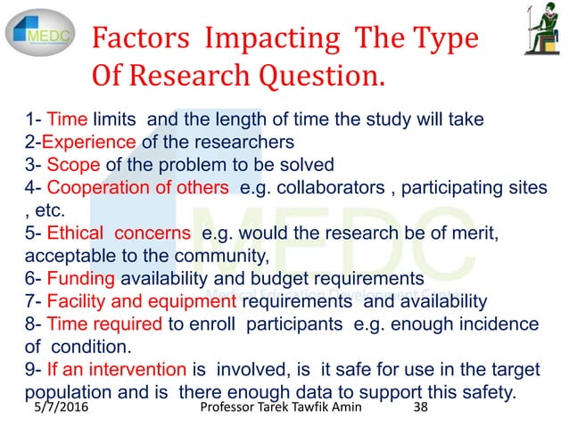 Research question, criteria, formulation, and relation to research ...