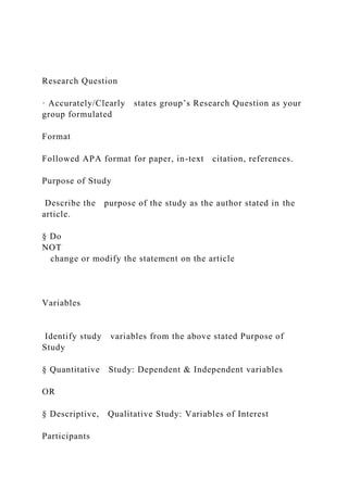 Research Question· AccuratelyClearly states group’s Resea.docx