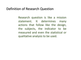Research Question and Study Design | PDF