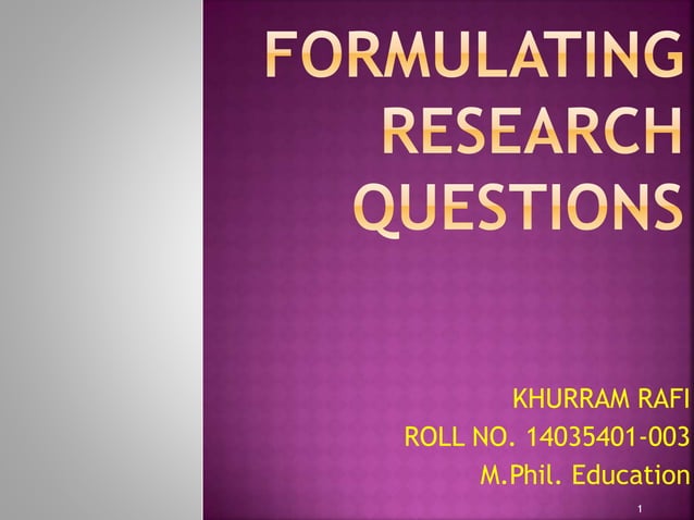 Formulating Research question and limitaions | PPTX