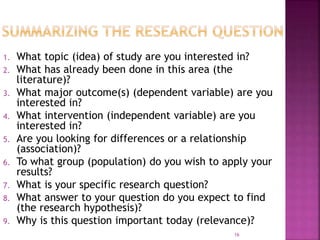 Formulating Research question and limitaions | PPTX