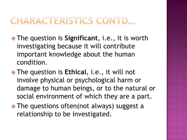 Research question presentation | PPTX | Education