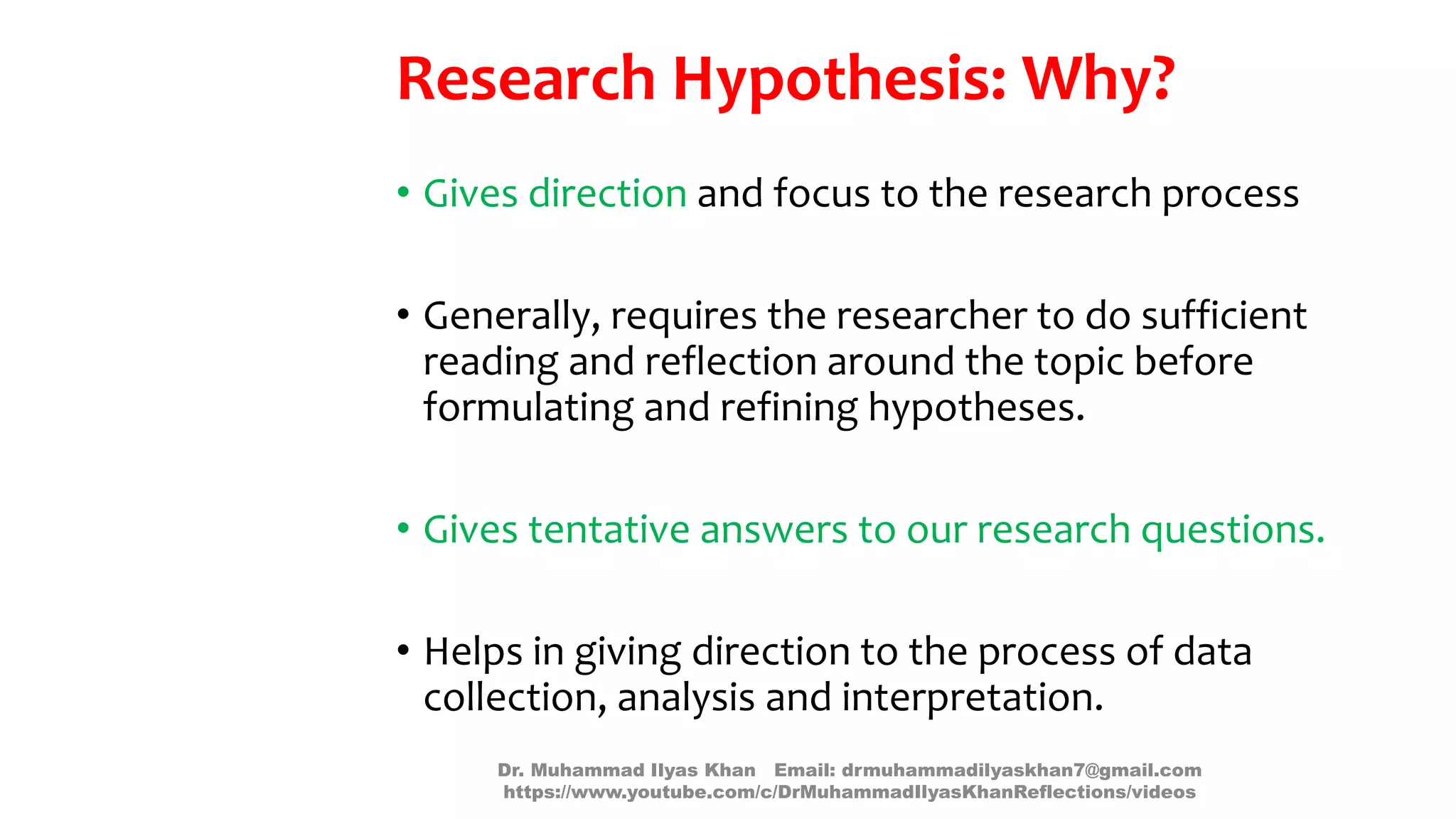 Research Questions-Hypotheses-Objectives Dr M Ilyas Khan Hazara ...