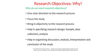 Research Questions-Hypotheses-Objectives Dr M Ilyas Khan Hazara ...