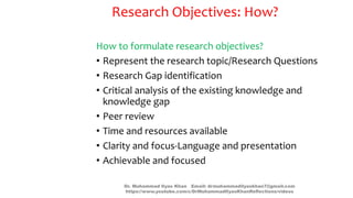 Research Questions-Hypotheses-Objectives Dr M Ilyas Khan Hazara ...