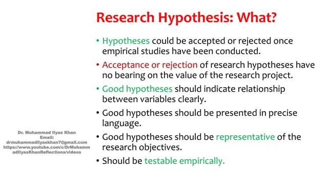 Research Questions-Hypotheses-Objectives Dr M Ilyas Khan Hazara ...