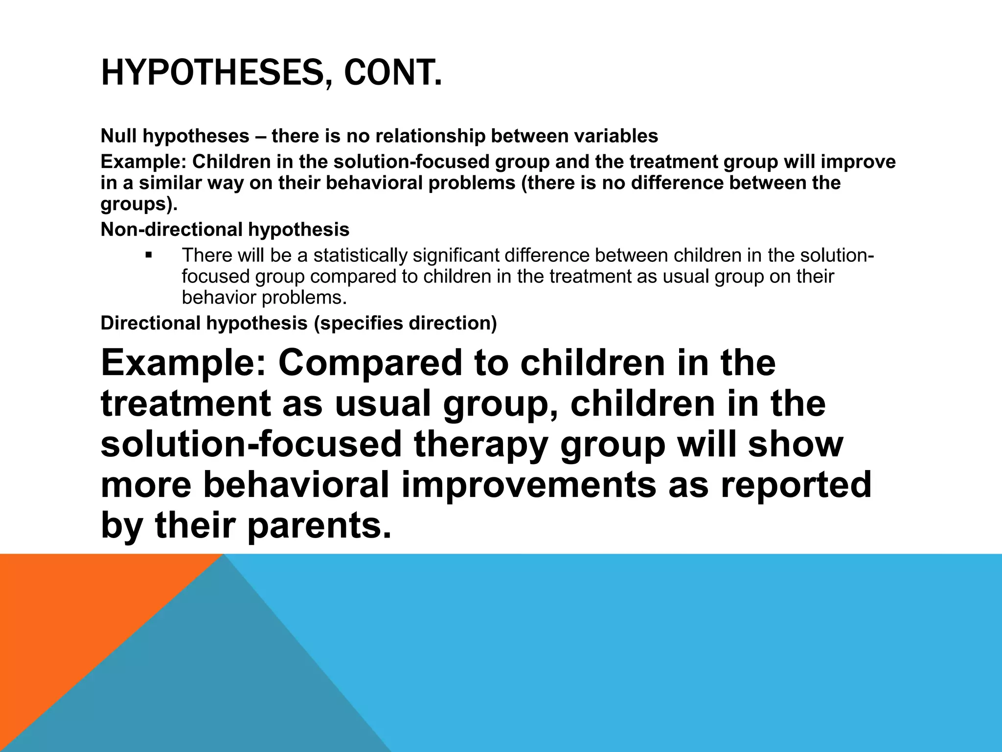 Research questions and hypotheses | PPT