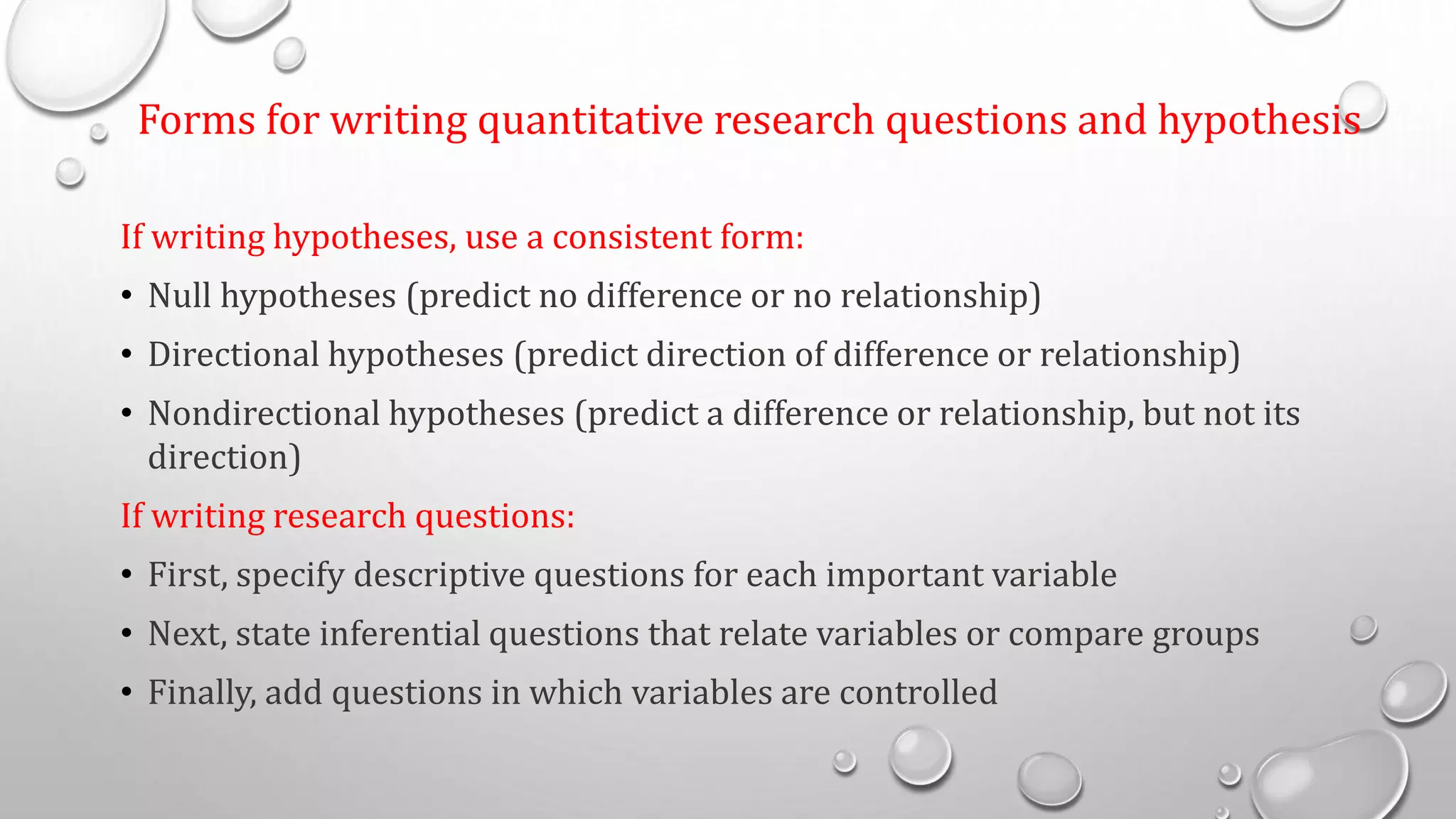 Research questions and hypothesis | PPTX
