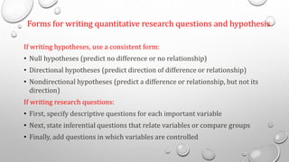 Research questions and hypothesis | PPTX