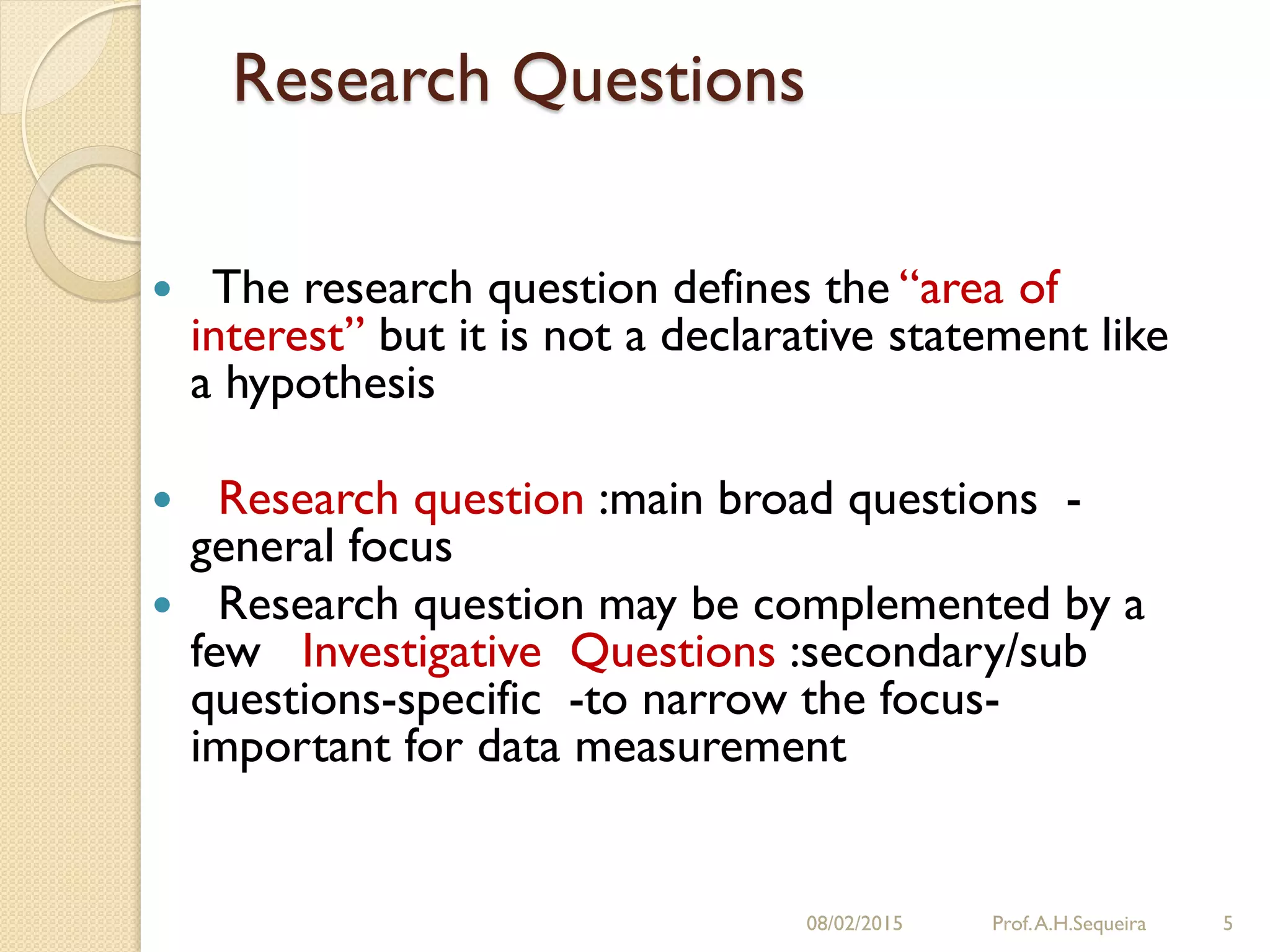 Research questions and research objectives | PDF