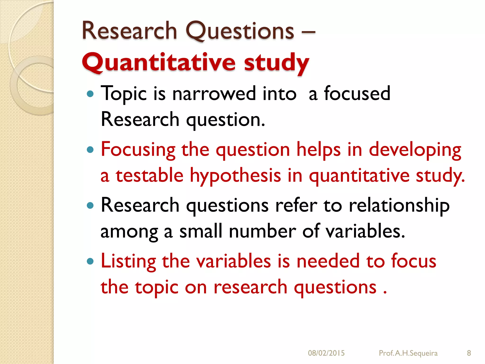 Research questions and research objectives | PDF