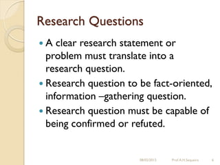 Research questions and research objectives | PDF